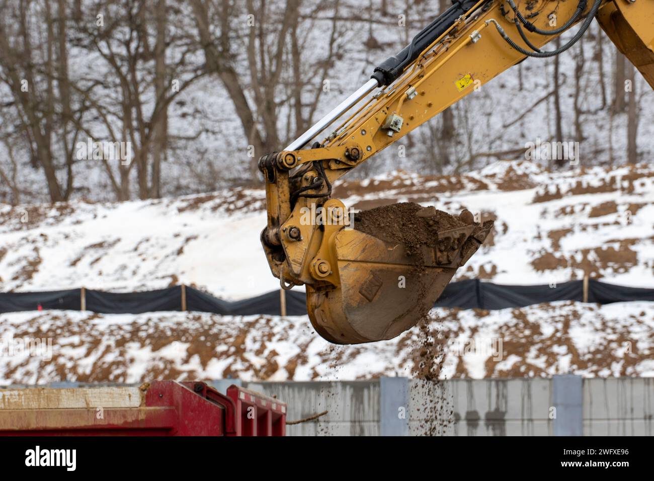 A construction crew working for the U.S. Army Corps of Engineers ...