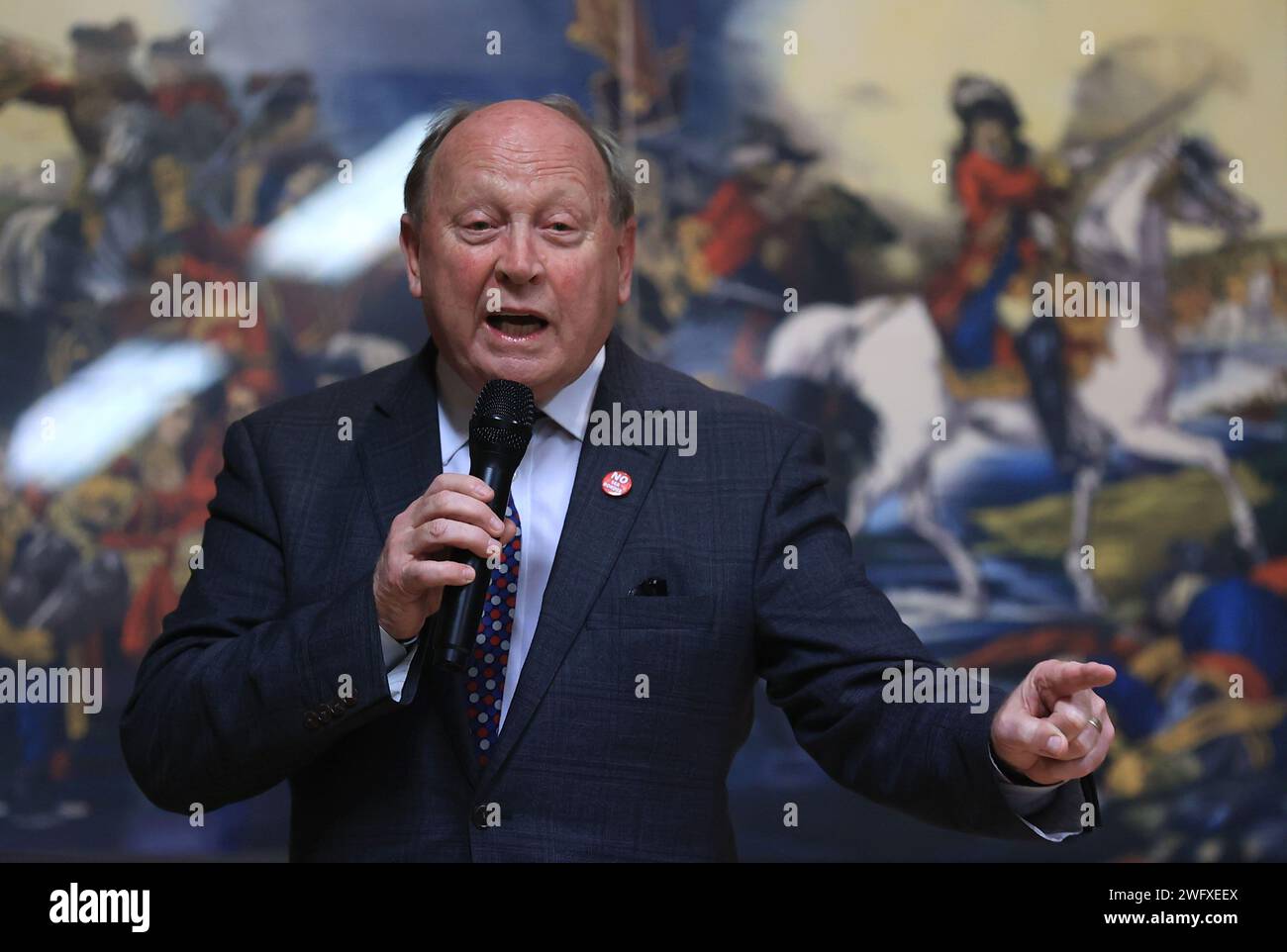 TUV leader Jim Allister speaking during a public meeting at Moygashel ...