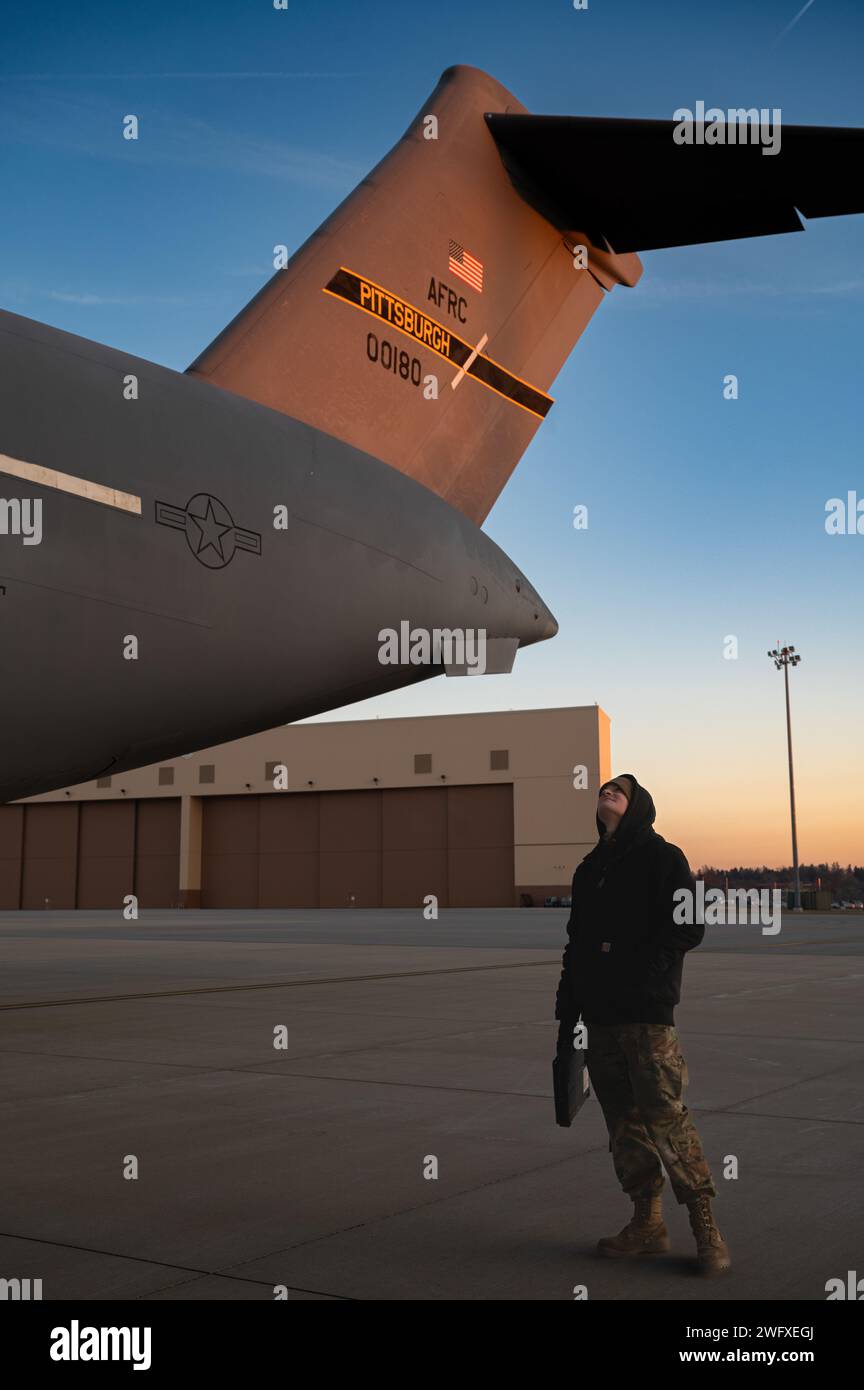 Senior Airman Brock Thompson, 911th Maintenance Squadron crew chief ...