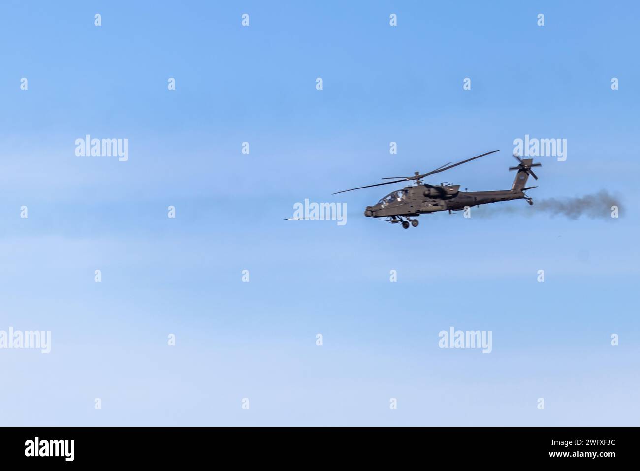 A U.S. Army AH-64E Apache helicopter assigned to 82nd Aviation Regiment ...