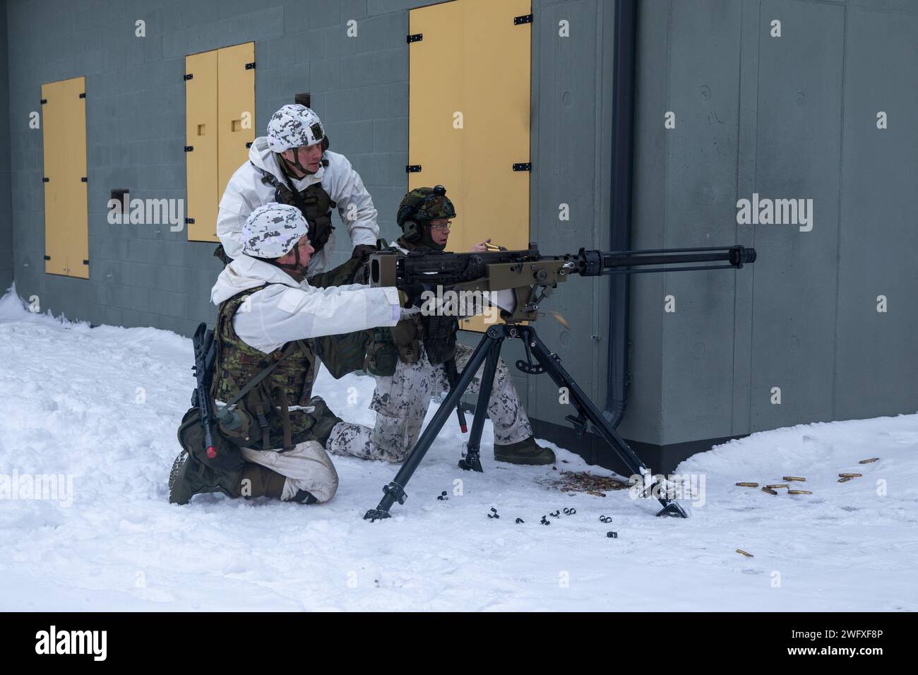 Estonian Defense League Soldiers set up and occupy an apex overwatch ...