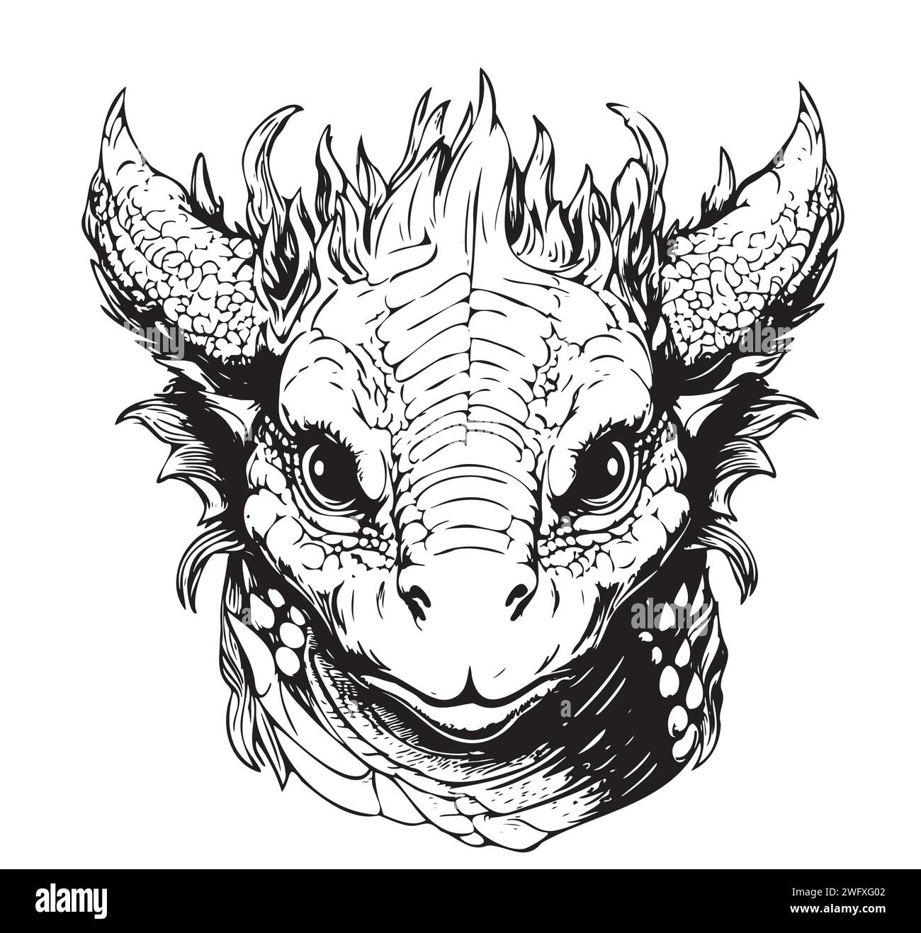 Baby dragon coloring book art, dragon outlines color book vector design ...