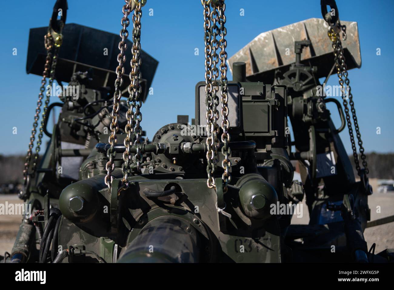 A Marine Corps M777 towed 155mm howitzer with Romeo Battery, Battalion ...