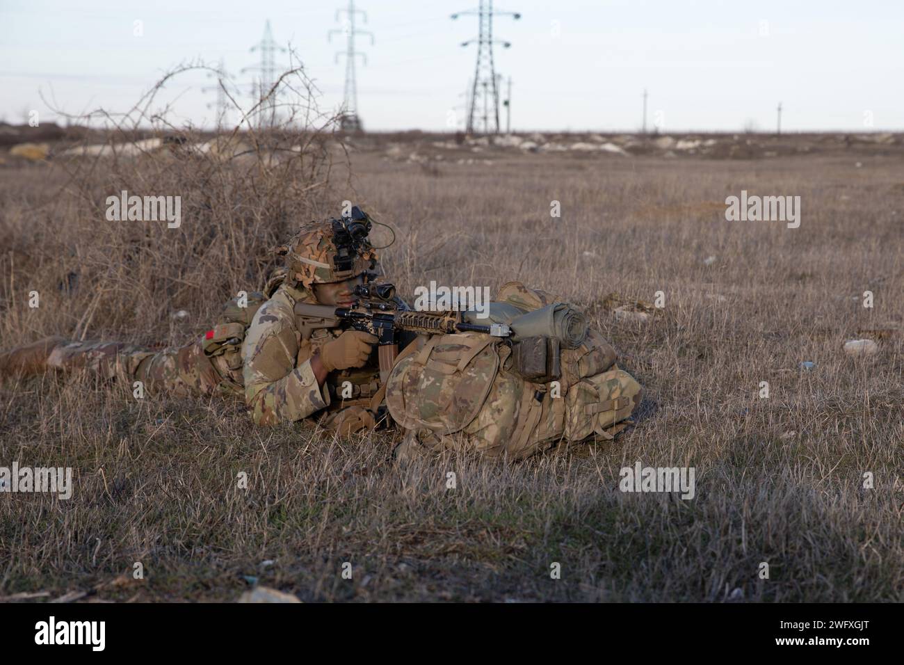 A U.S. Army infantryman with Shadow Troop, 1-33 Cavalry Regiment, 3rd ...