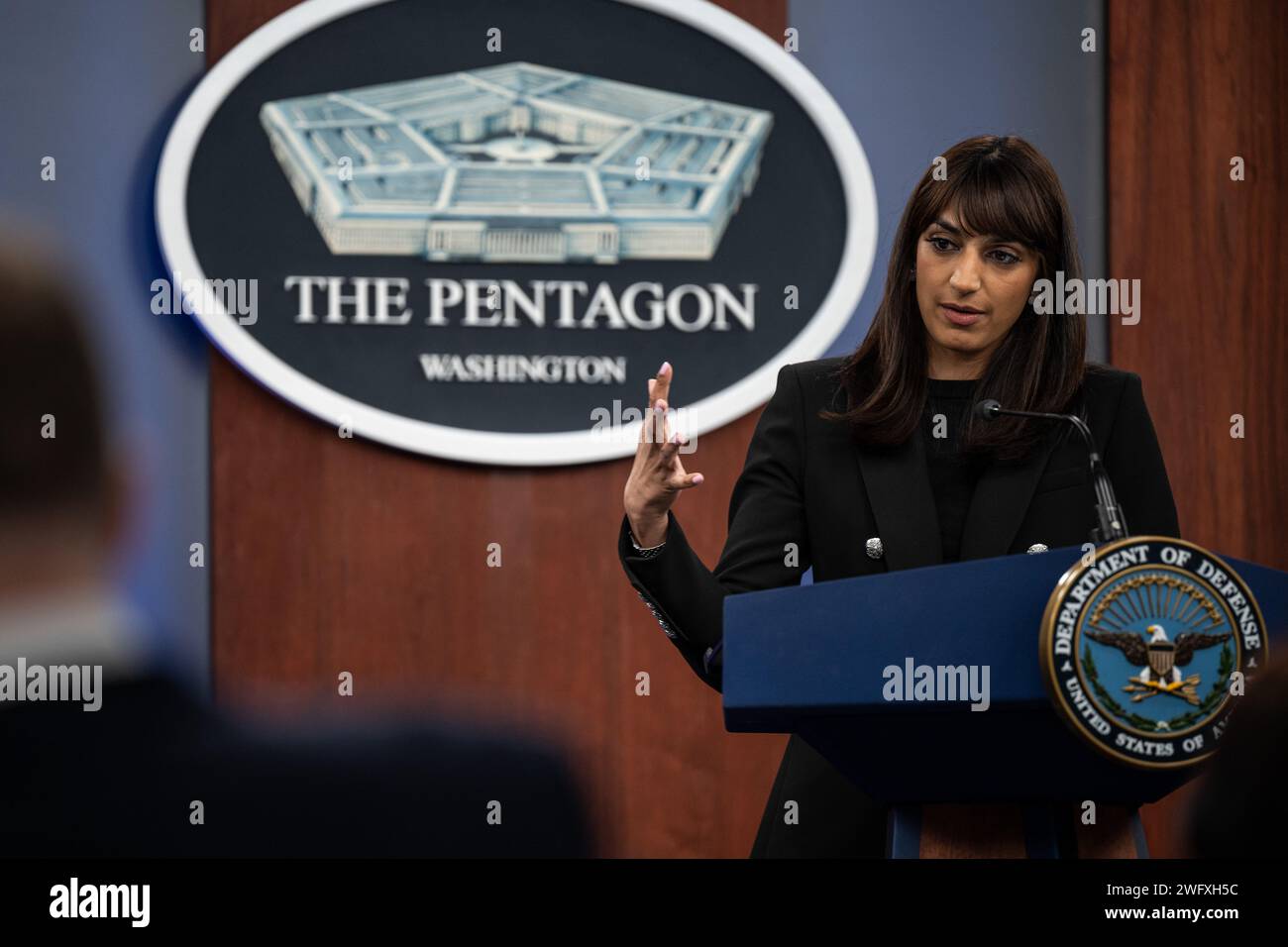Deputy Pentagon Press Secretary Sabrina Singh conducts a press briefing ...