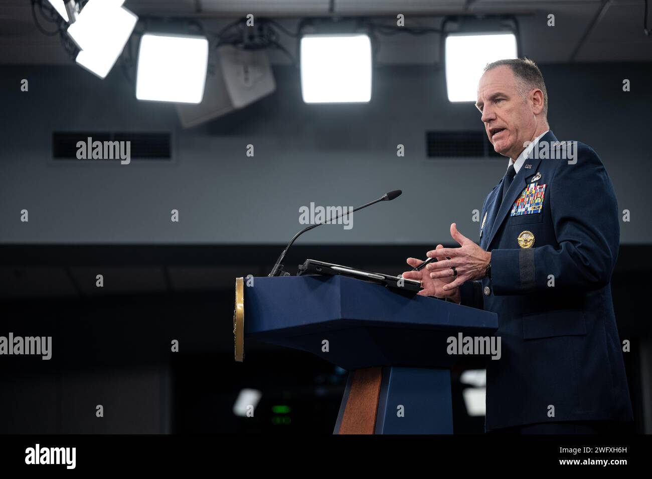 Pentagon Press Secretary U.S. Air Force Maj. Gen. Pat Ryder conducts a ...