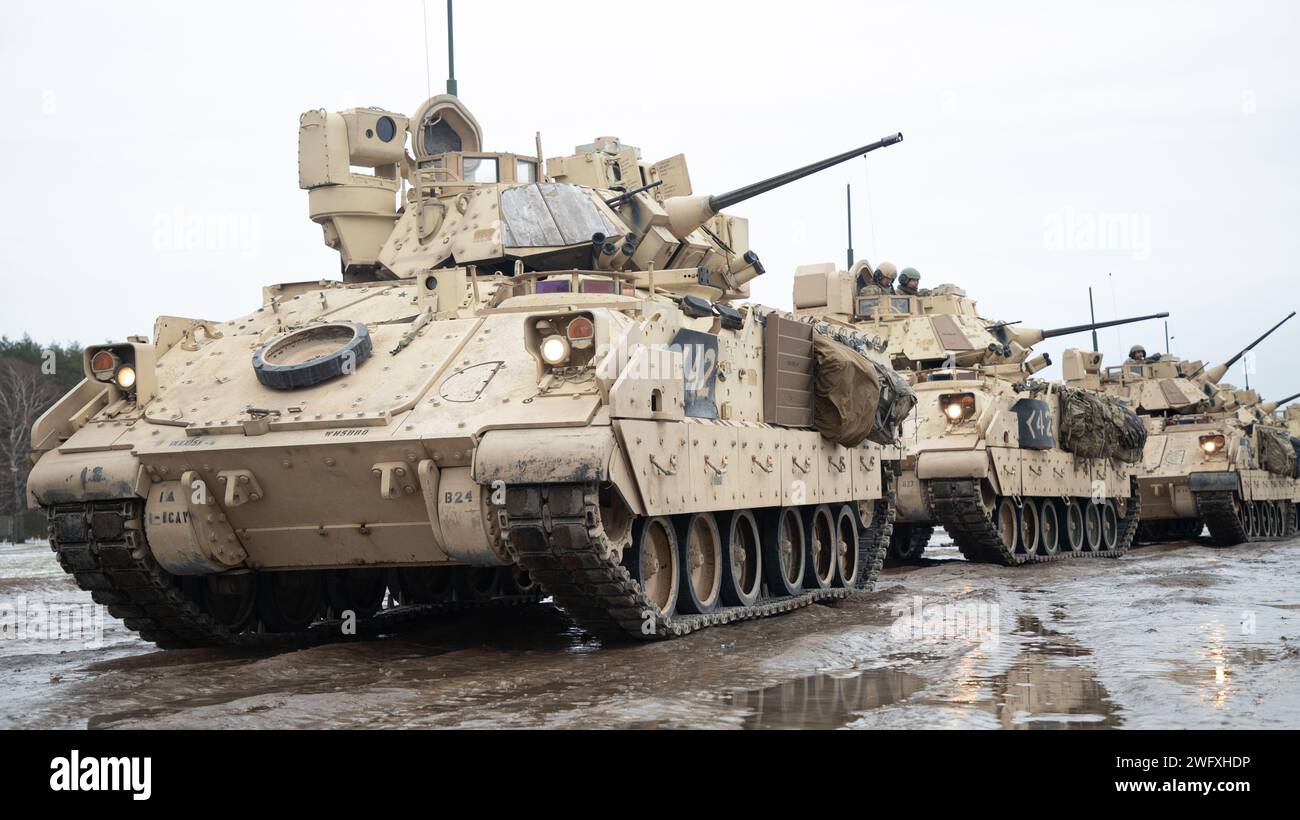 A formidable lineup of Bradley Fighting Vehicles, part of the 1st ...