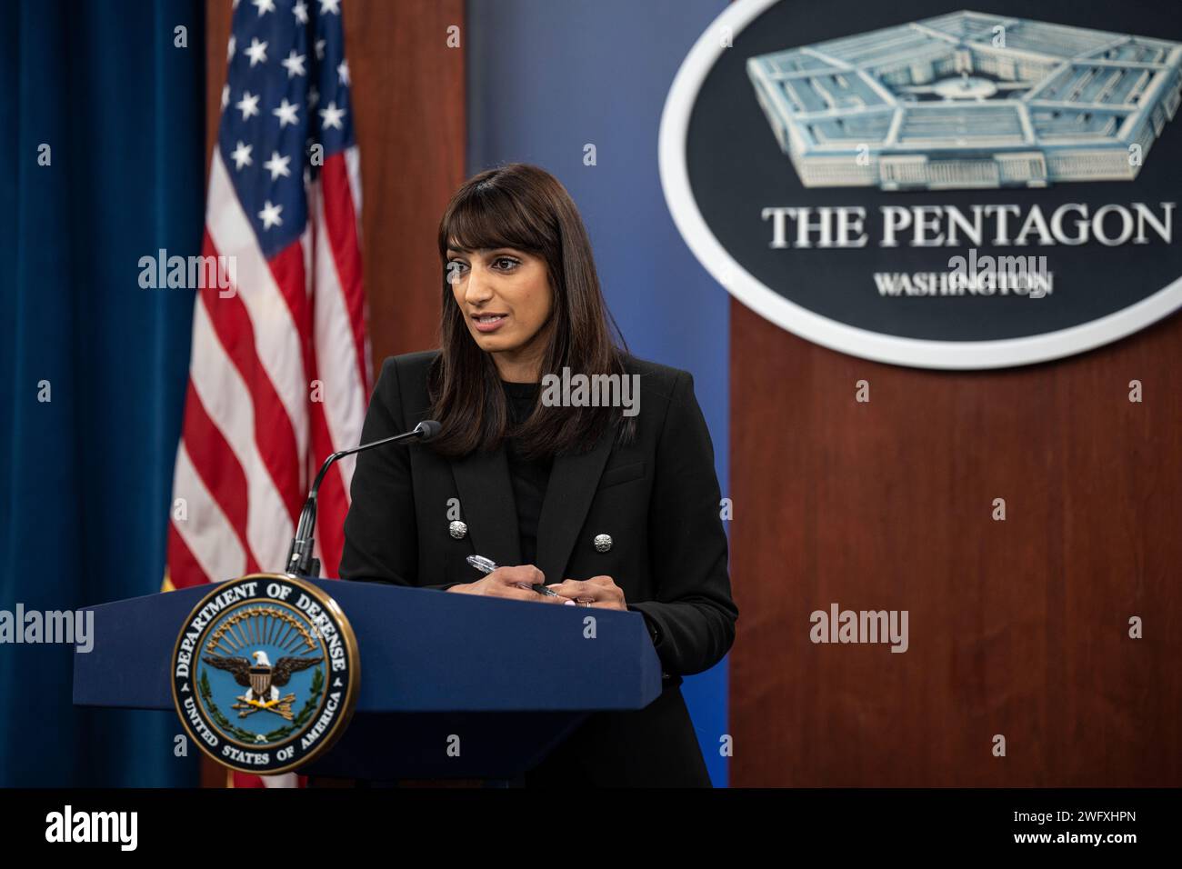 Deputy Pentagon Press Secretary Sabrina Singh conducts a press briefing ...