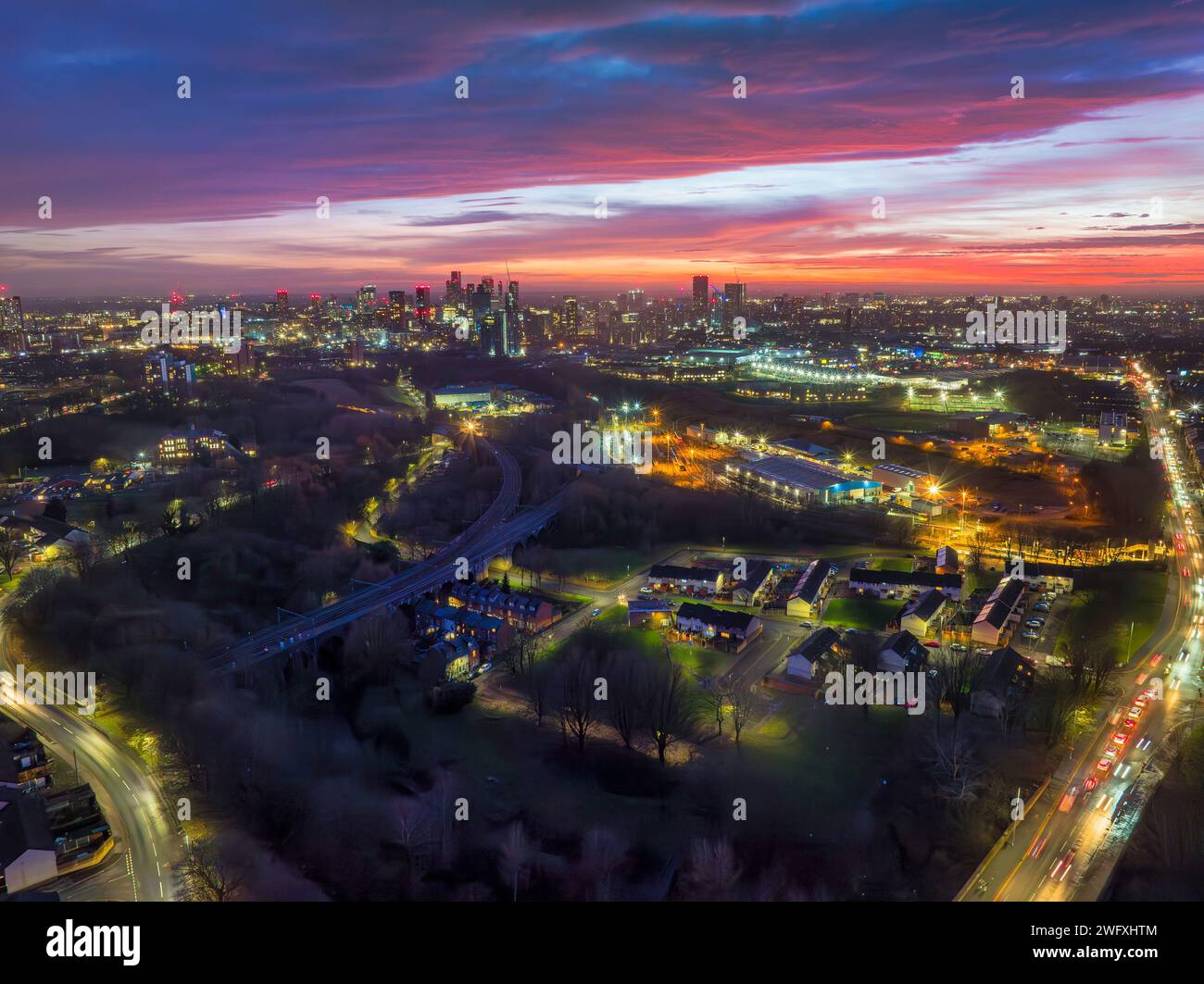 Aerial view vibrant red sunset hi-res stock photography and images - Alamy