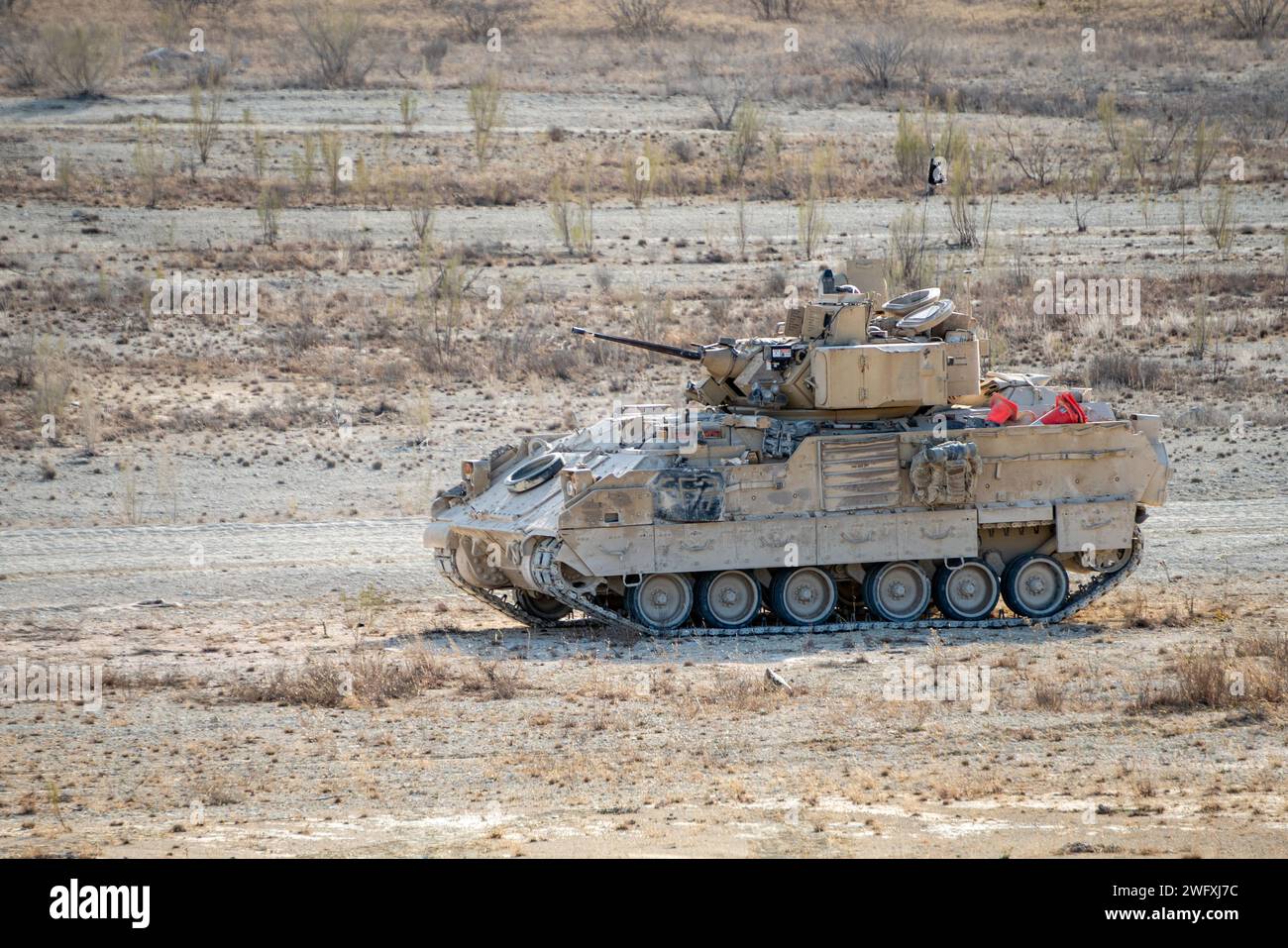 A Bradley Fighting Vehicle, assigned to 1st Battalion, 12th Cavalry ...