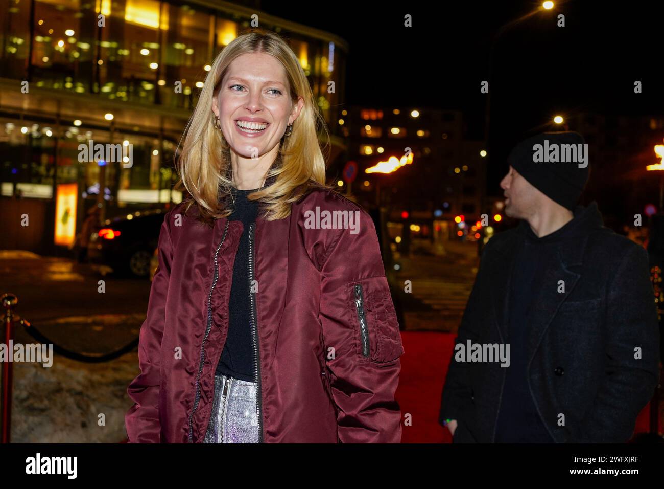 Oslo 20240201.Model Iselin Steiro on the red carpet ahead of the party ...