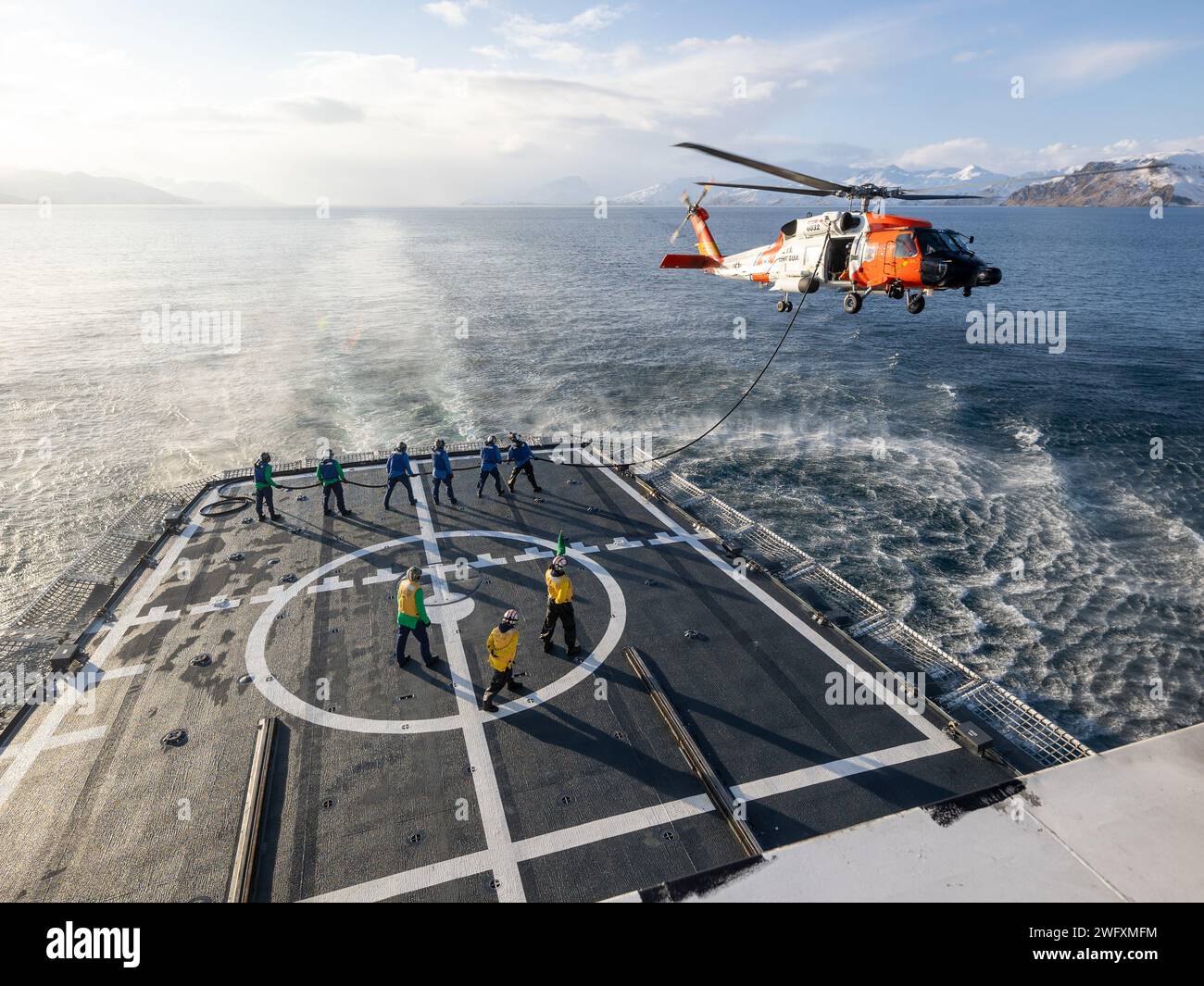 Crew members from Coast Guard Cutter Alex Haley conducting helicopter ...