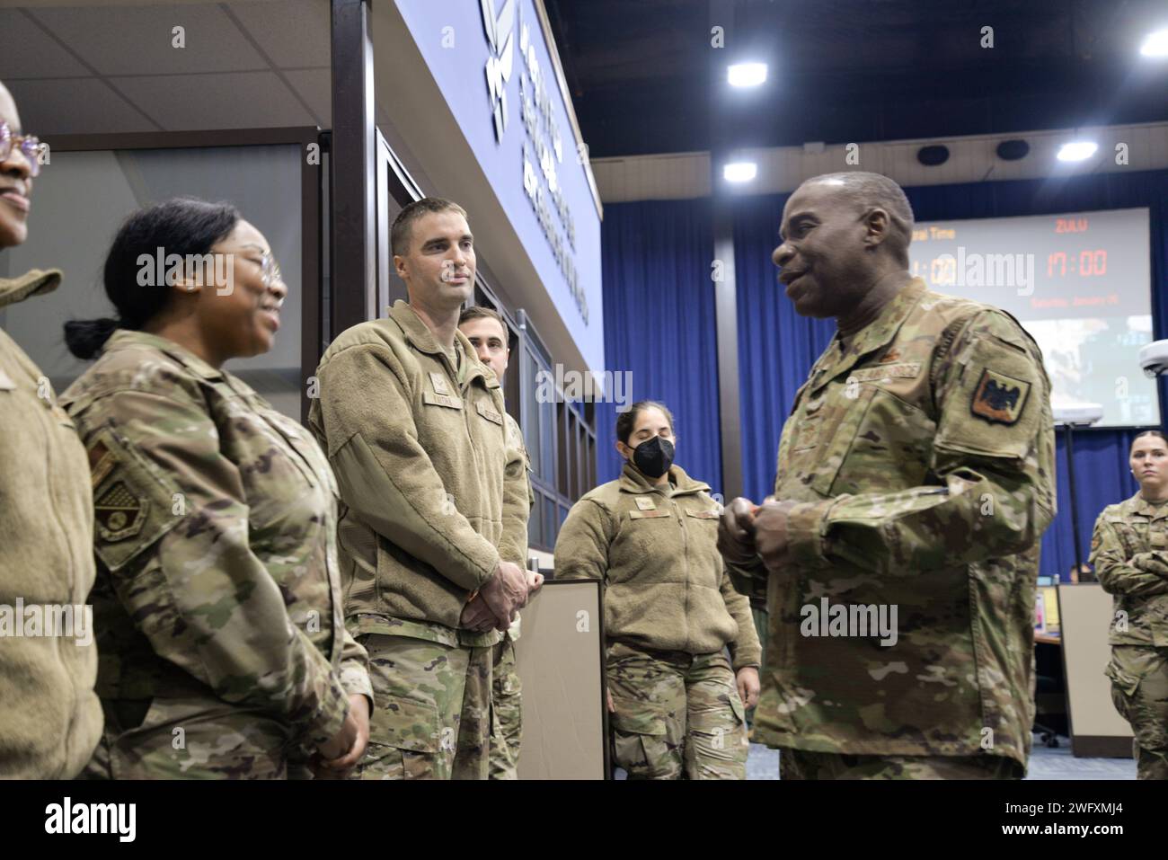 U.S. Air Force Chief Master Sgt. Maurice Williams, right, command chief ...