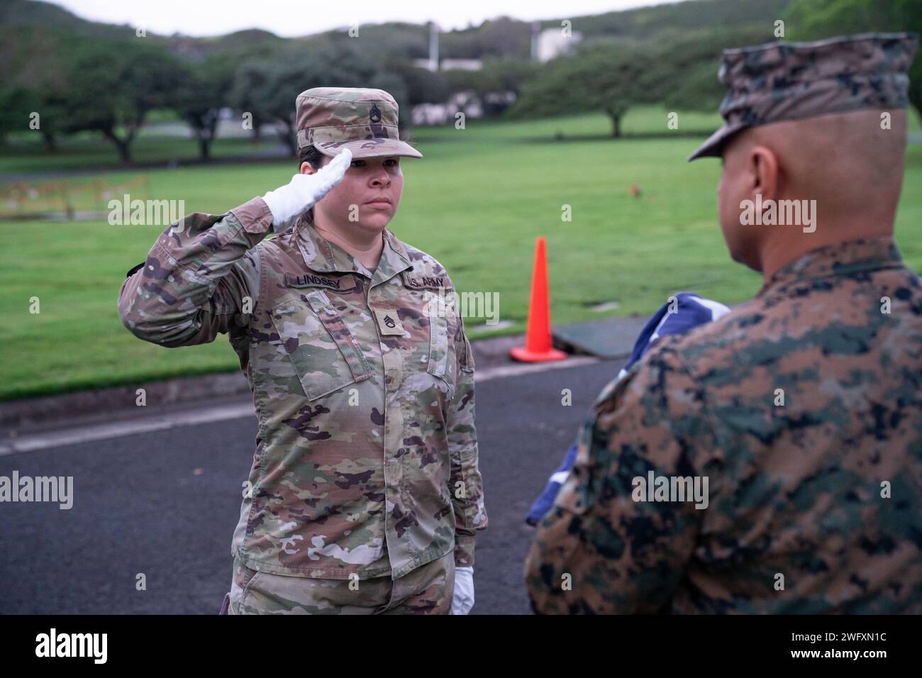 U.S. Army Staff Sgt. Sarah Lindsey, assigned to the Defense POW/MIA ...