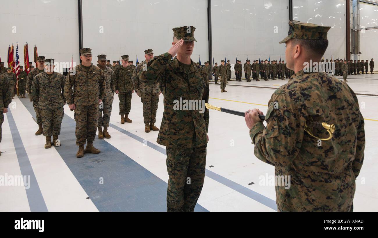U.S. Marine Corps Sgt. Maj. Christopher D. Battle, left, incoming ...