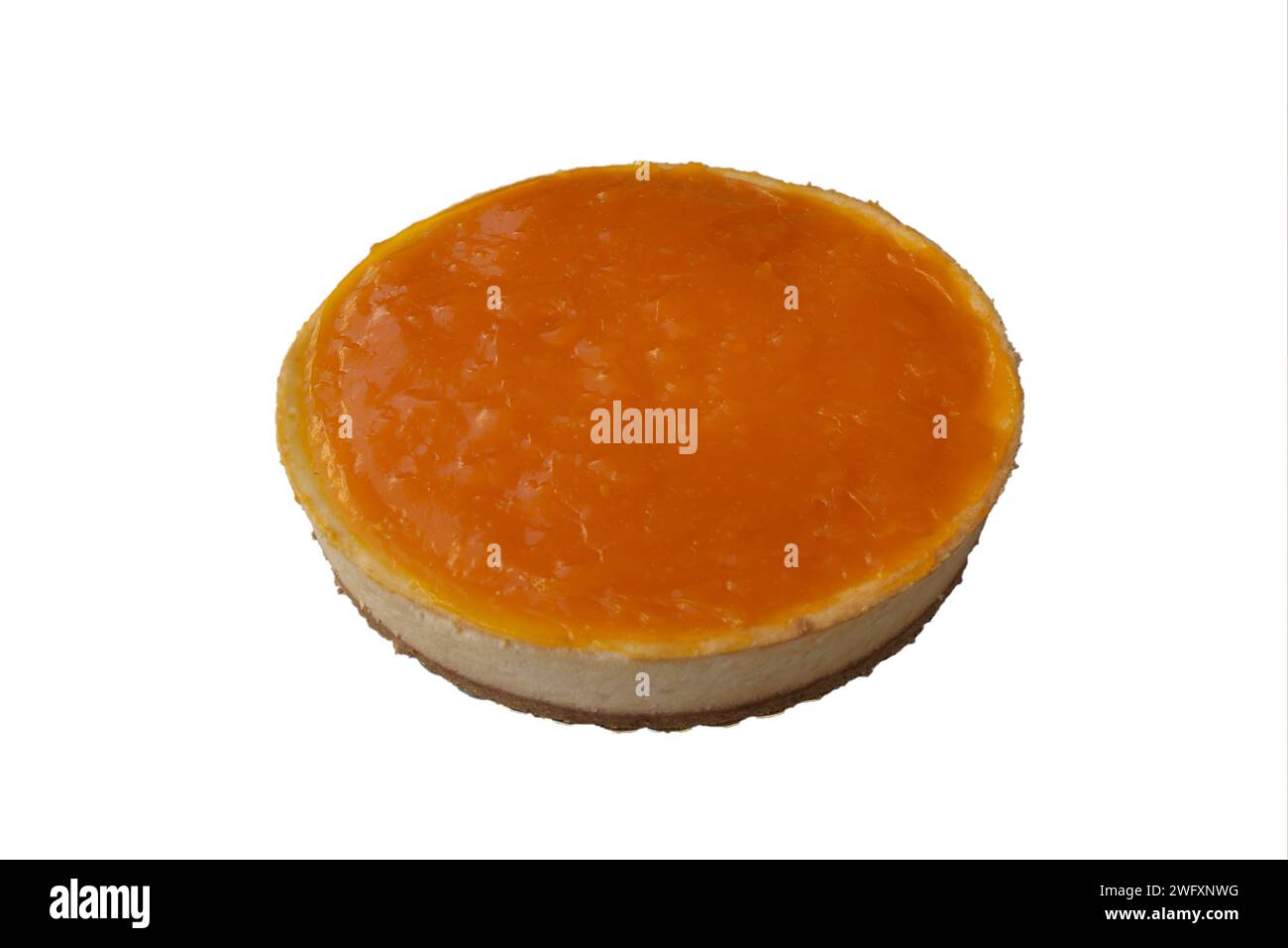 Round cheesecake with orange, isolated on white background Stock Photo ...