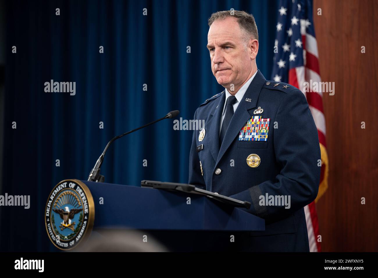 Pentagon Press Secretary U.S. Air Force Maj. Gen. Pat Ryder conducts a ...