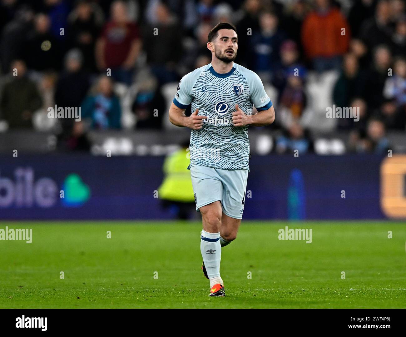 London, UK. 1st Feb, 2024. Lewis Cook (Bournemouth) during the West Ham ...