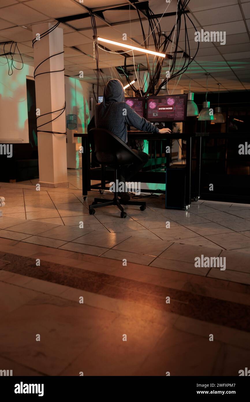 Hacker Attack Criminal Breaking Into Computer System Stealing Information Sending Malicious