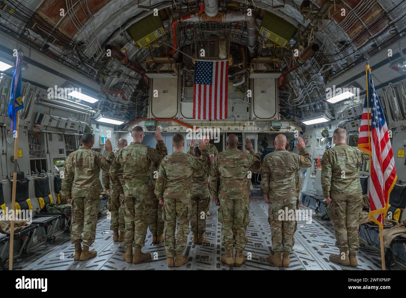 Airmen assigned to the 32nd Aerial Port Squadron reenlist at Pittsburgh ...