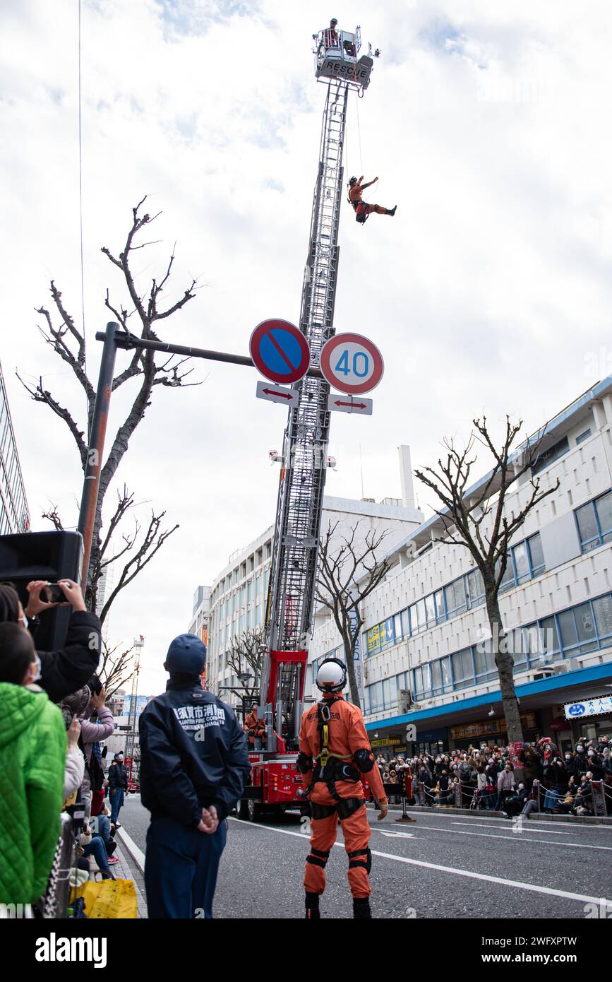 YOKOSUKA, Japan (January 7, 2024) - A fireman from the Yokosuka City ...