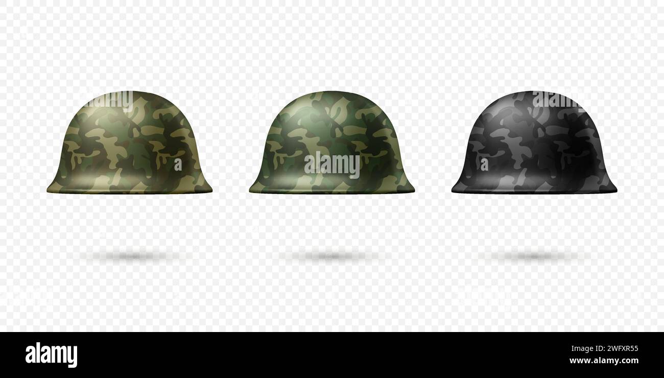 Vector 3d Realistic Military Protective Helmet Set Closeup Isolated ...
