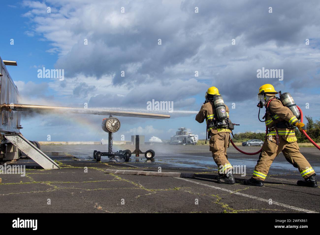 U.S. Marines with Aircraft Rescue and Fire Fighting (ARFF) assigned to ...