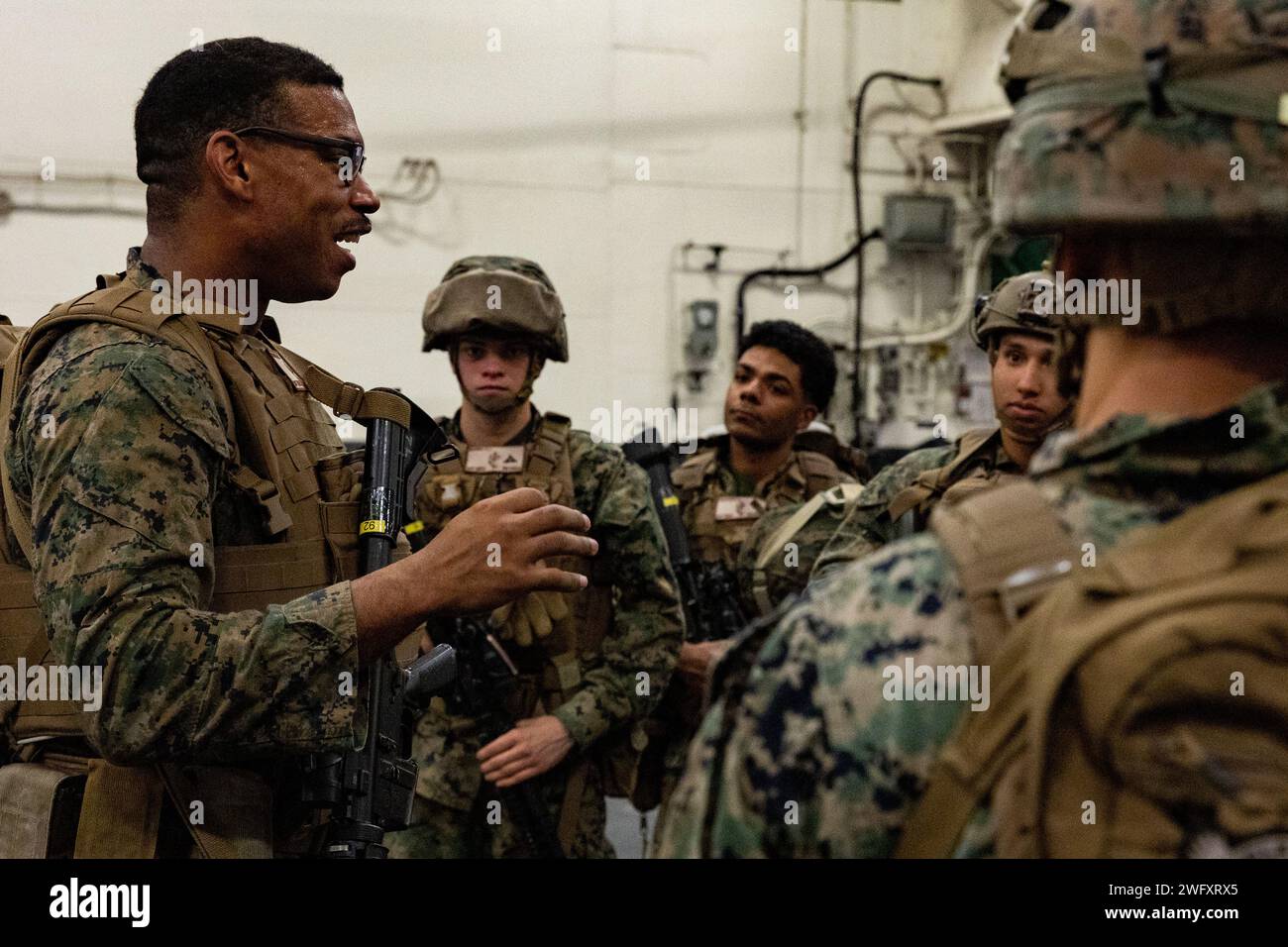 U.S. Marine Corps 1st Lt. Adonis Dotson, a communications officer with ...
