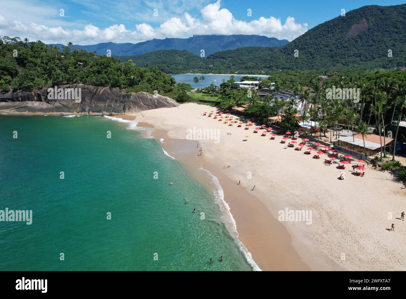 Drone view of Sununga Beach, Ubatuba, Brazil Stock Photo - Alamy