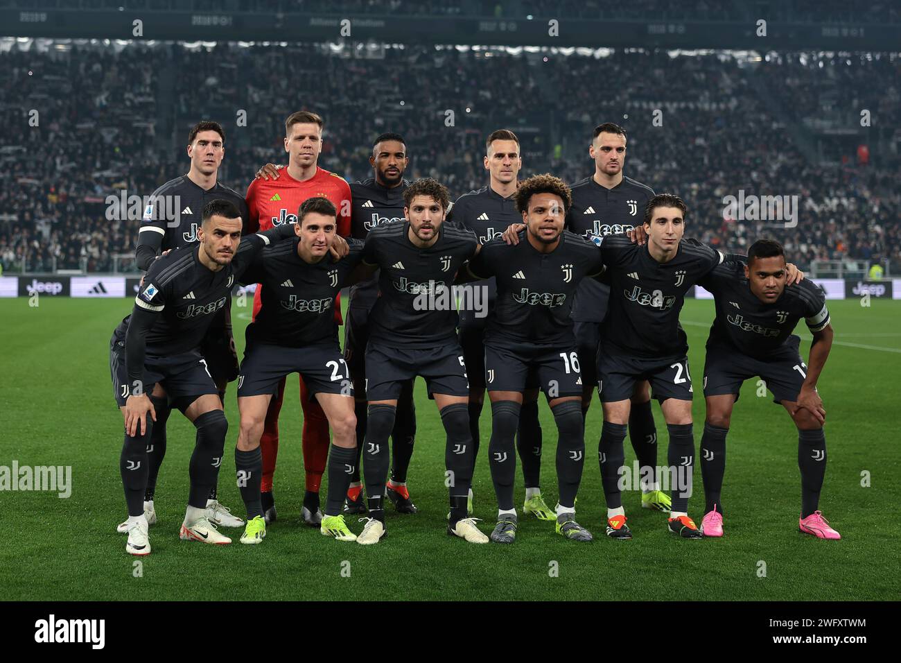 Turin, Italy. 27th Jan, 2024. The Juventus starting eleven line up for ...