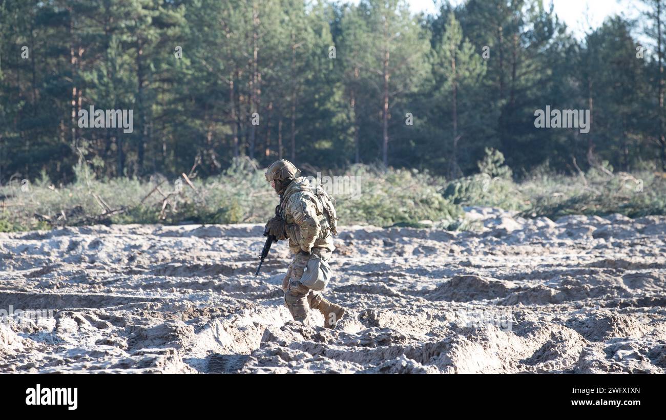 A soldier assigned to the Alpha Company, 40th Brigade Engineer ...