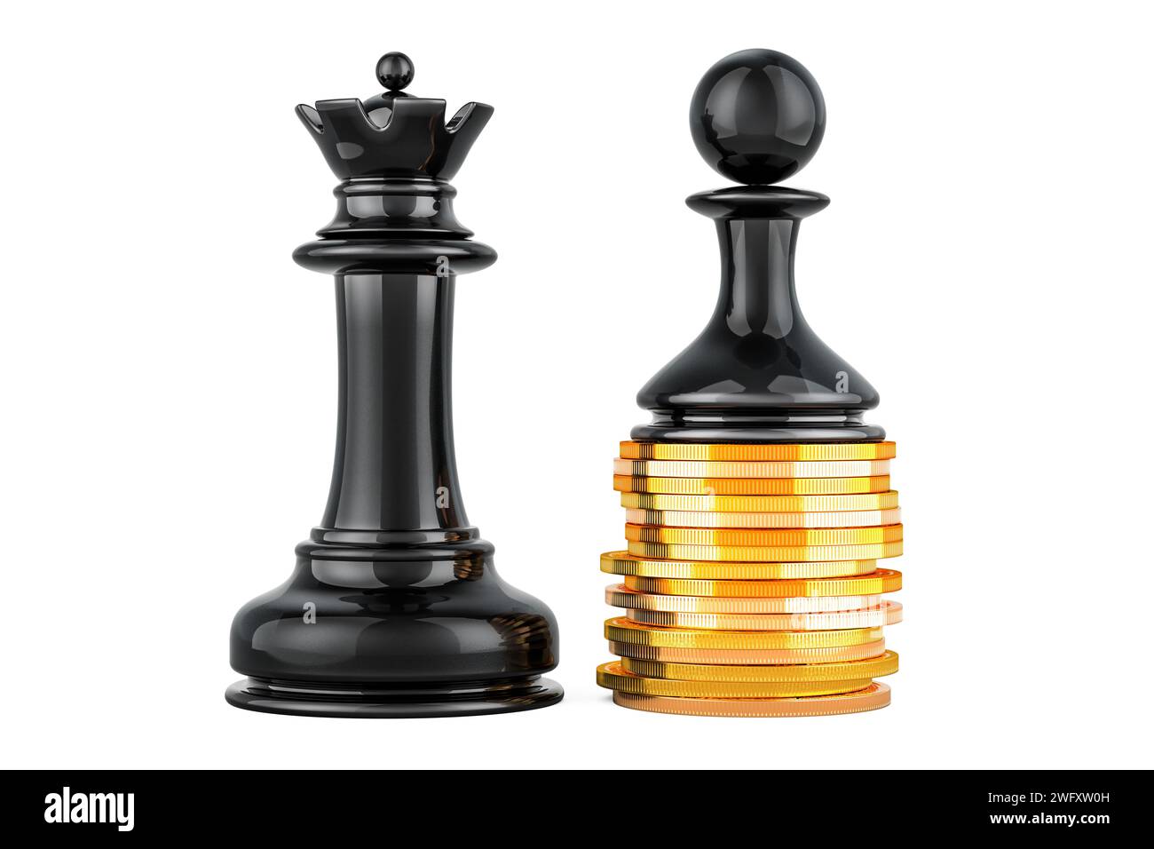 Business Strategy and Leadership, concept. Chess queen and pawn on ...