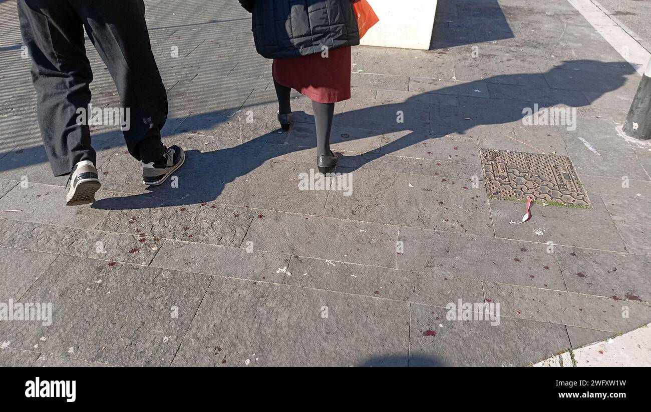 The bloodstains on the ground near Metro C Pigneto where a 15 year old ...