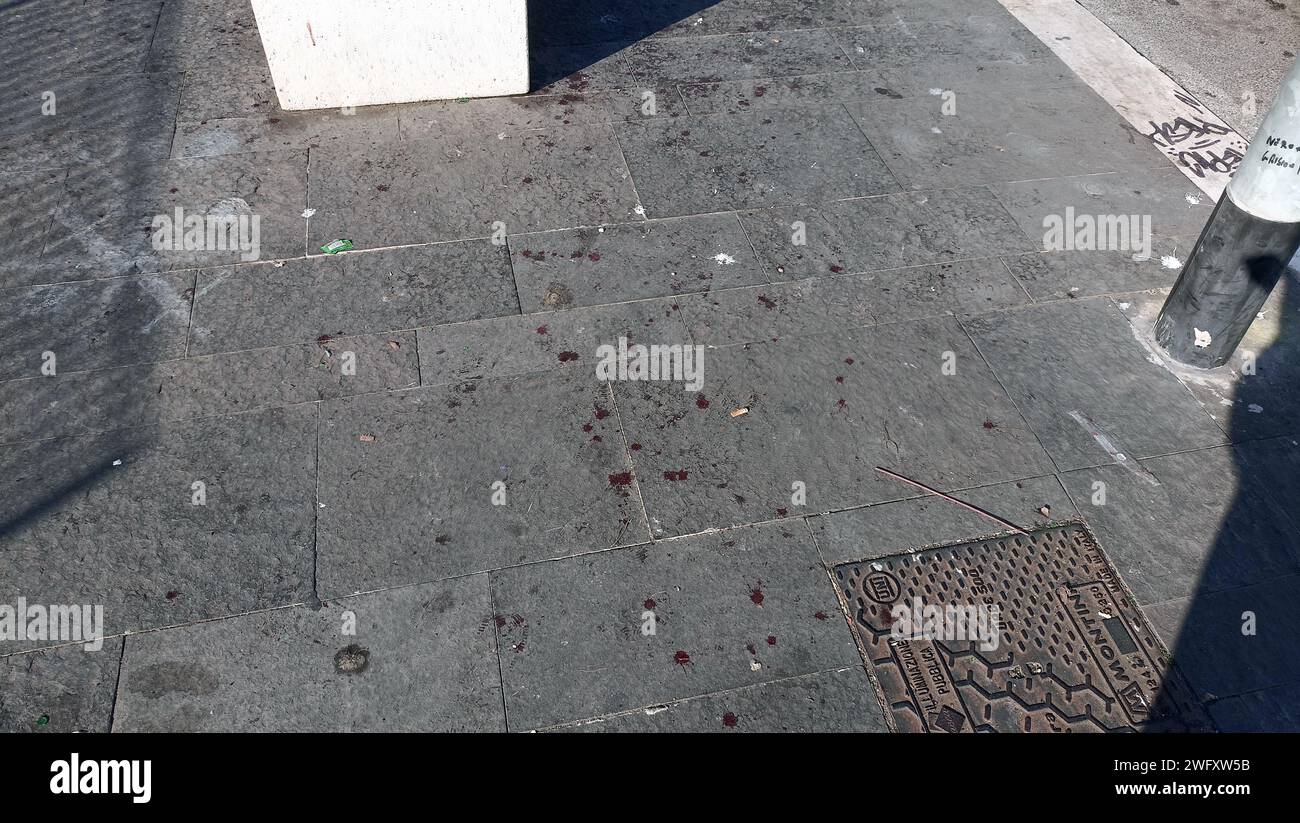 The bloodstains on the ground near Metro C Pigneto where a 15 year old ...