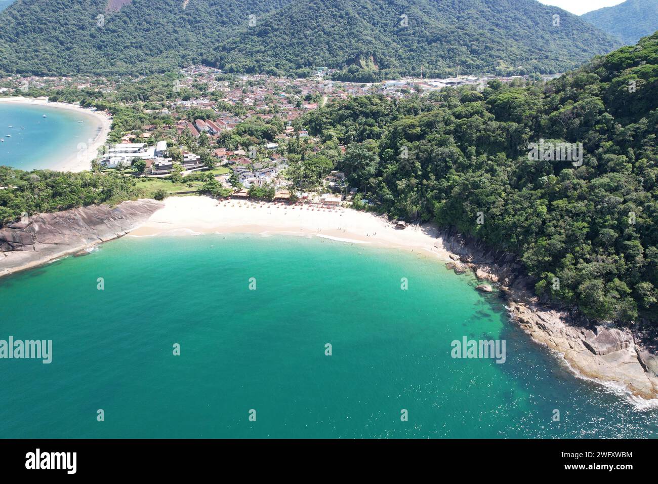 Drone view of Sununga Beach, Ubatuba, Brazil Stock Photo - Alamy