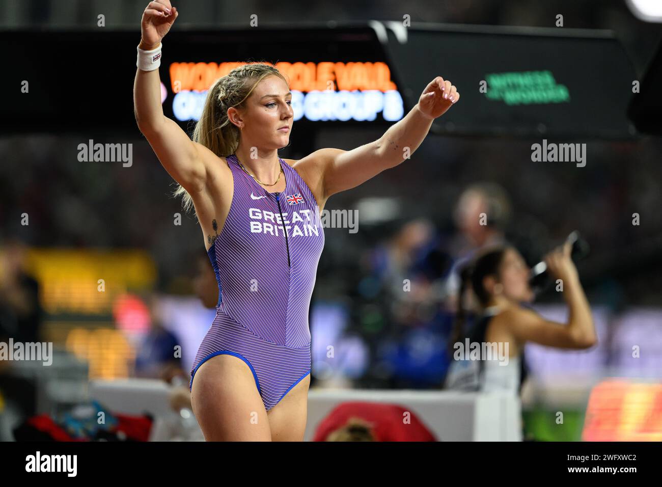 Molly Caudery Participating In The Pole Vault At The World Athletics Championships In Budapest