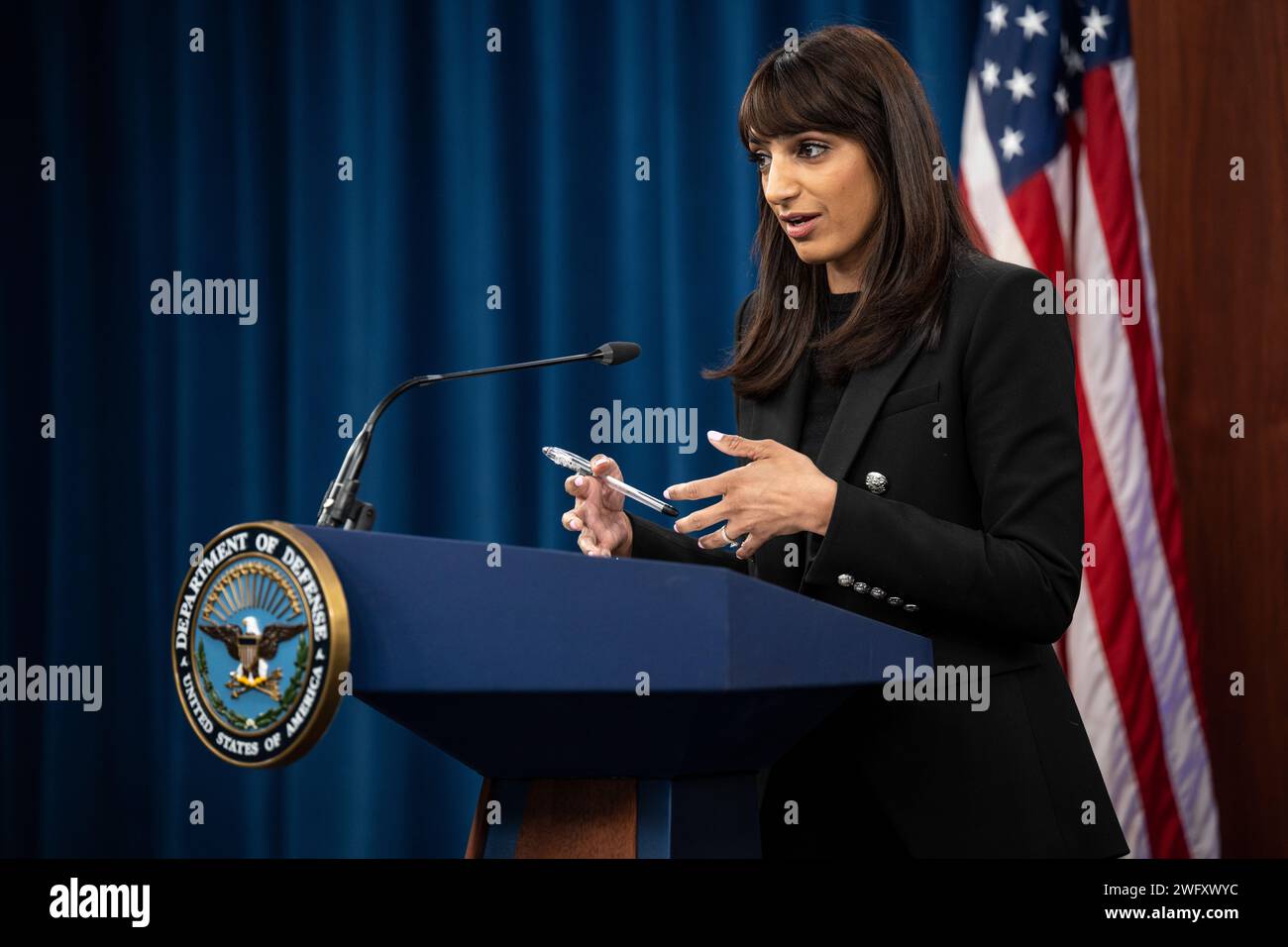 Deputy Pentagon Press Secretary Sabrina Singh conducts a press briefing ...