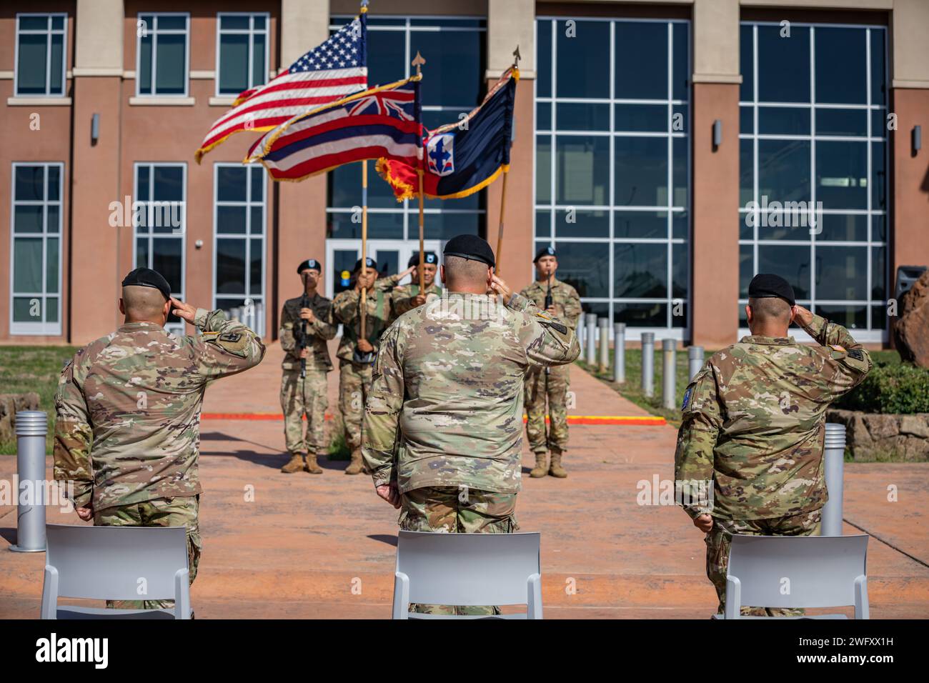 U.S. Army Command Sgt. Maj. Shon K. Antolin, right, outgoing command ...