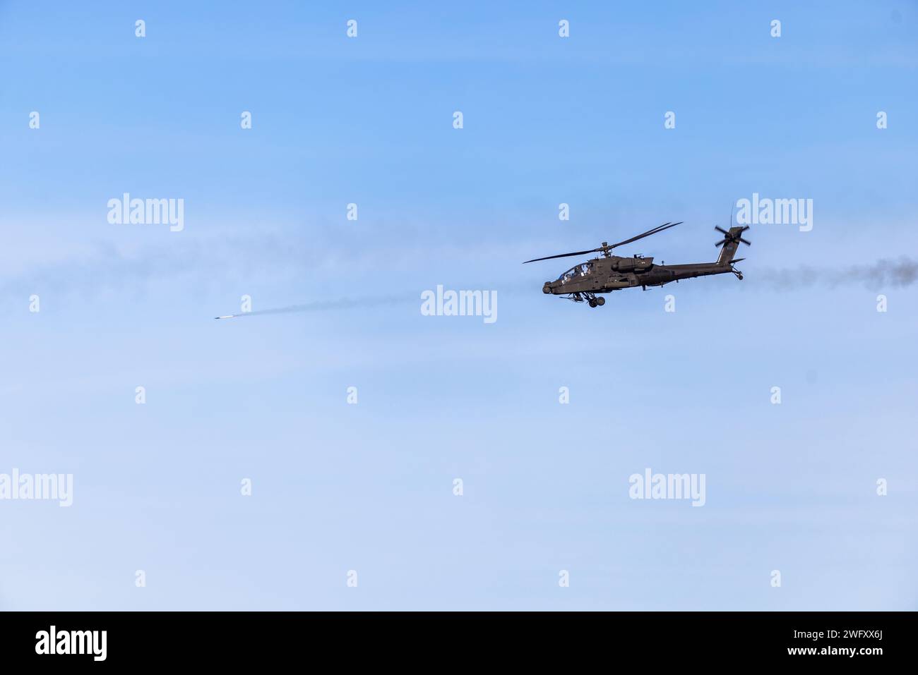 A U.S. Army AH-64E Apache helicopter assigned to 82nd Aviation Regiment ...