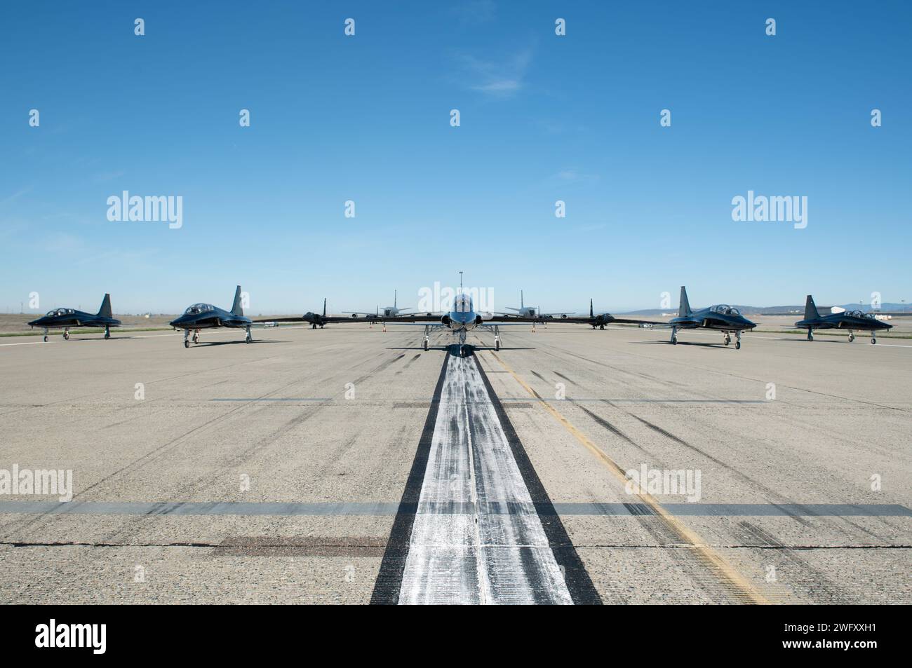 A U.S. Air Force T-38 Talon leads a formation with 9th Reconnaissance ...
