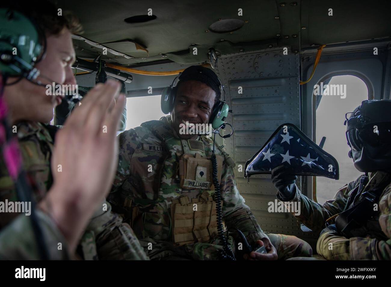 Spc. Trey Williams, an artillery soldier with Bravo Battery, 3rd Battalion, 320th Field ...