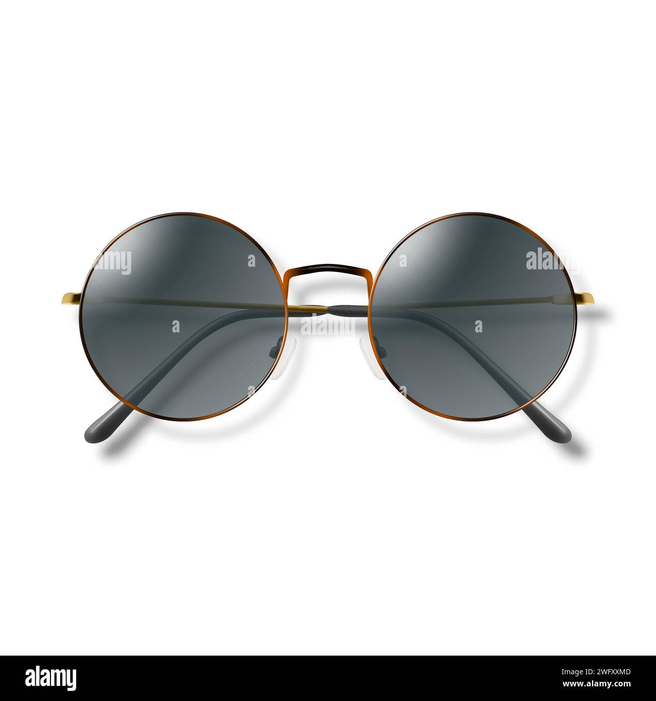 Vector 3d Realistic Trendy Round Frame Glasses Isolated. Sunglasses ...