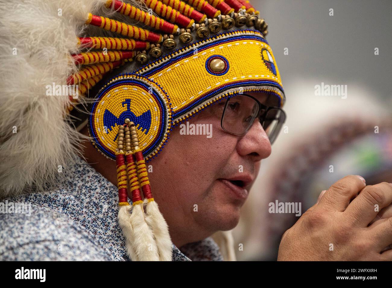 Saskatoon, Can. 31st Jan, 2024. Chief Wally Burns of James Smith Cree ...