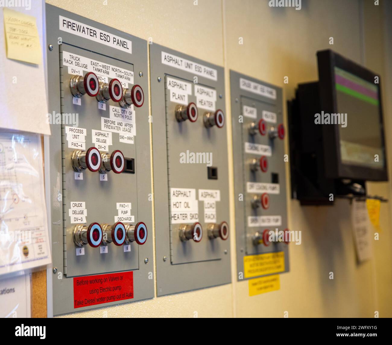 A control panel is displayed at the Petro Star Inc. Oil Refinery, North ...