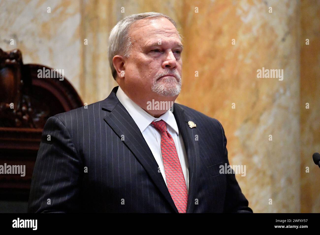 Kentucky Senate President Robert Stivers looks out over the Senate ...