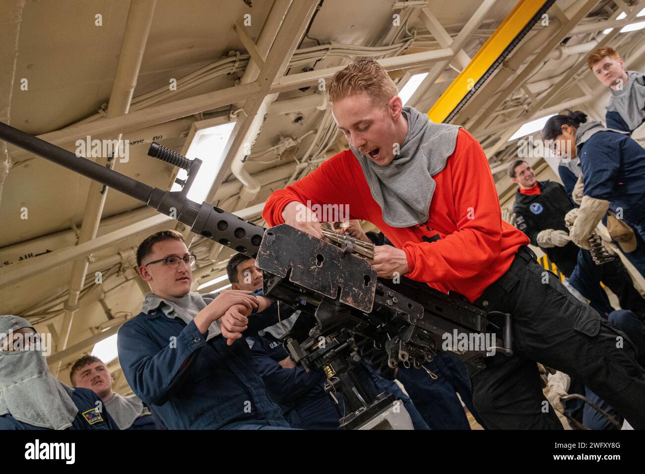 Sailors assigned to weapons department participate in M2A1 .50 Cal ...