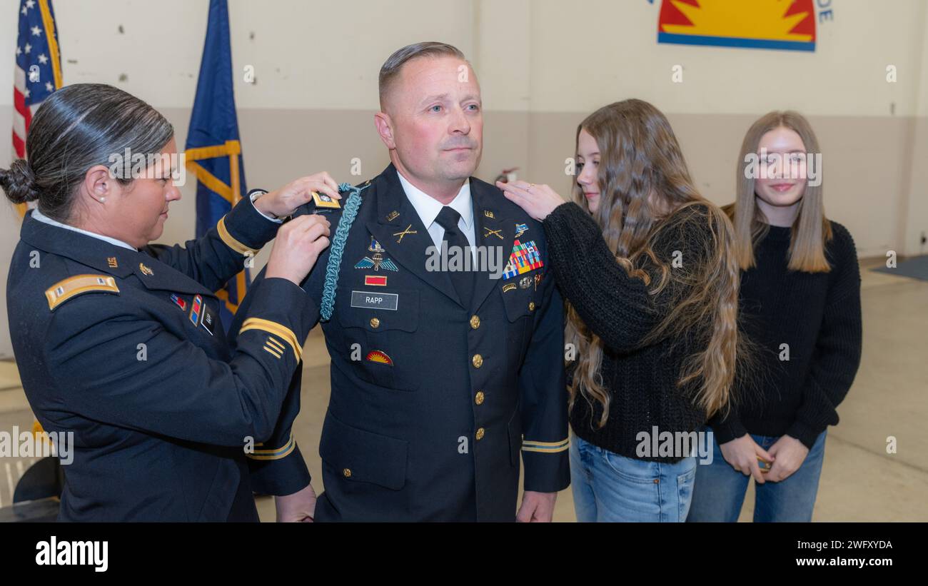 Maj. Joshua Rapp was promoted to Lt. Col. on January 17, 2024, during a ...