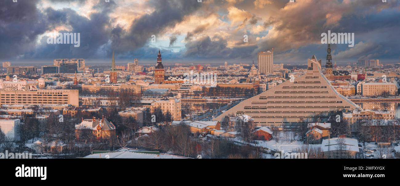 Riga, Latvia. April 10, 2019. View of the Latvian National library in ...