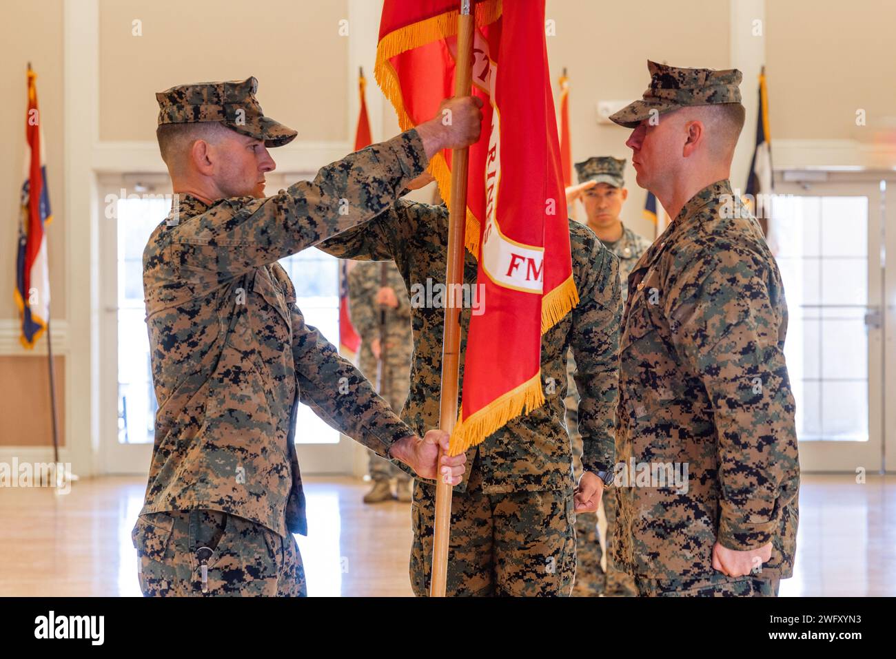 U.S Marine Corps Lt. Col. Mark Paige, left, the incoming commander of ...