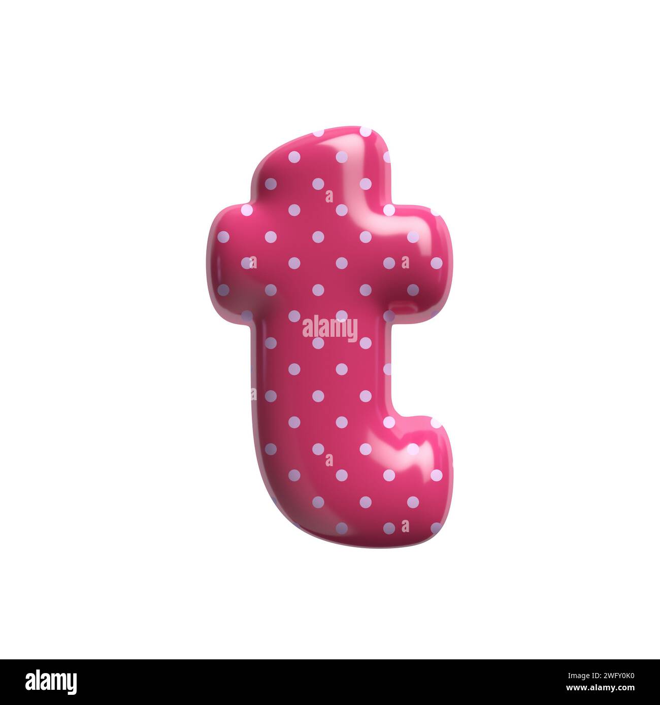 Polka dot letter T - Lower-case 3d pink retro font - Suitable for ...